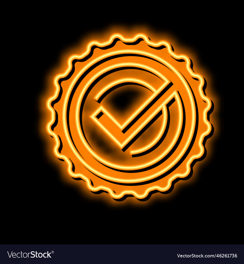 Checkmark quality neon glow icon Royalty Free Vector Image