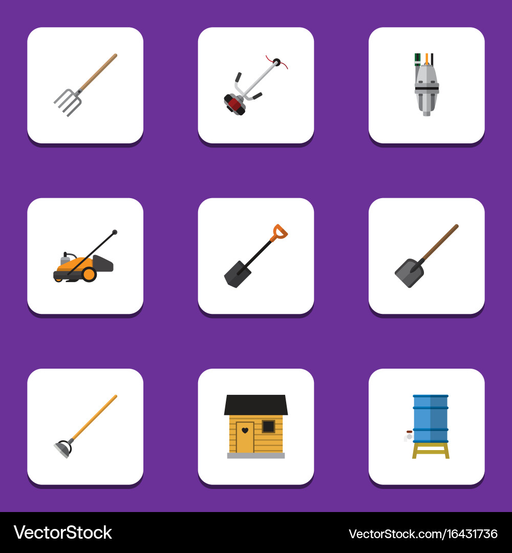 Flat icon garden set of spade tool stabling Vector Image