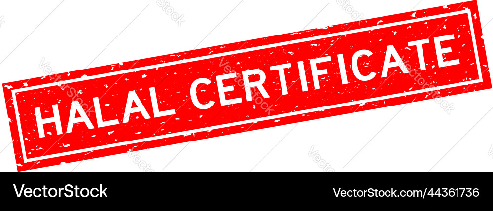 Grunge red halal certificate word square rubber Vector Image