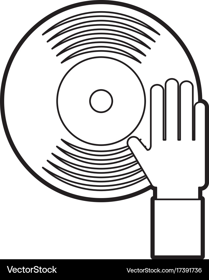 Hand touch vinyl music disk entertainment Vector Image