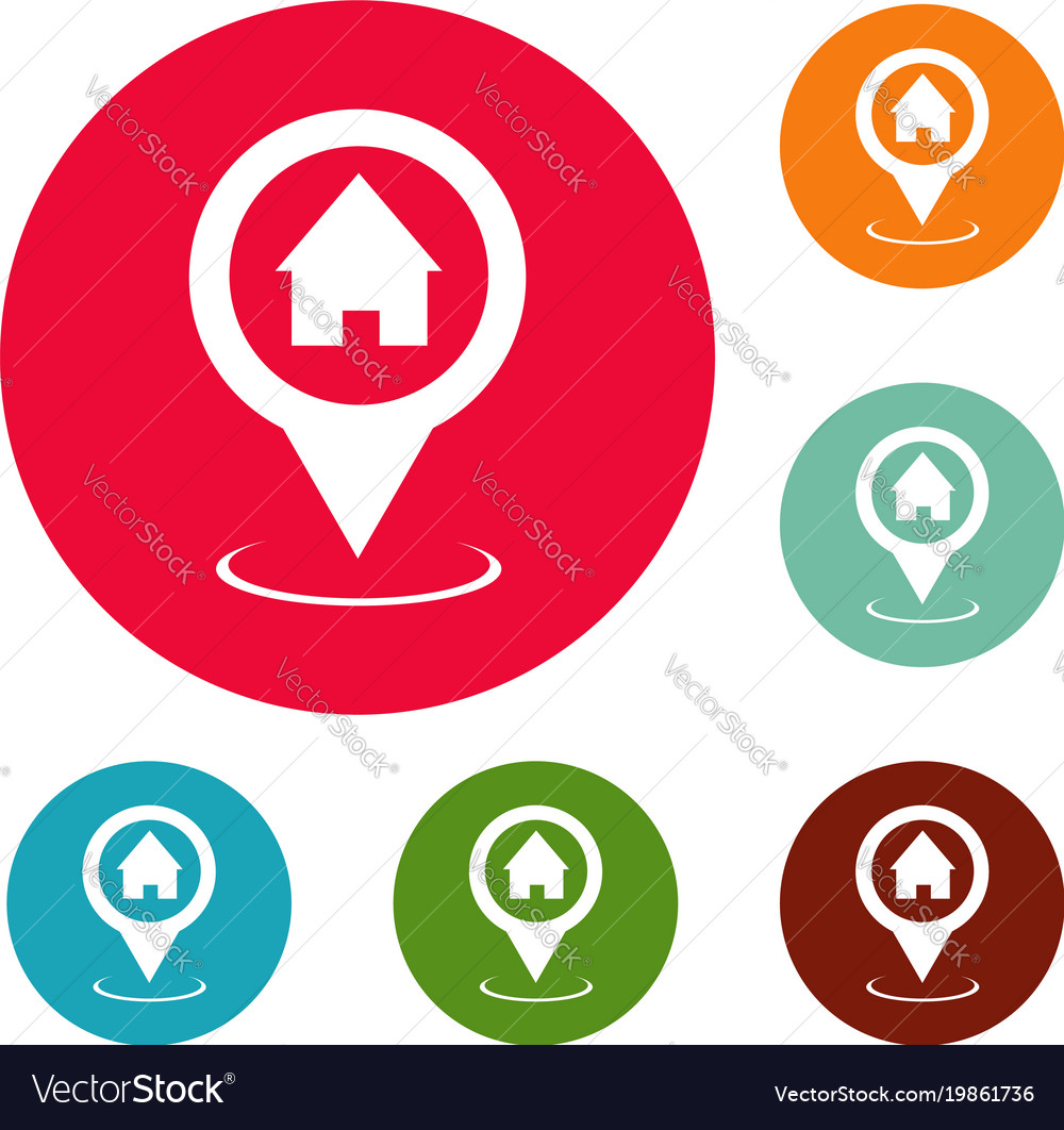 Home map pointer icons circle set Royalty Free Vector Image
