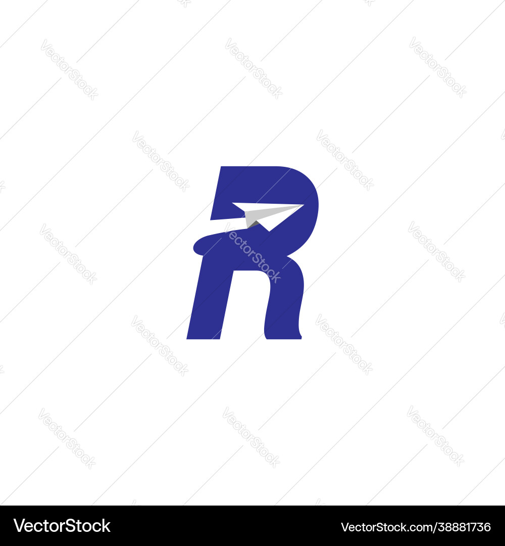 Initials alphabet letter r with paper plane logo Vector Image