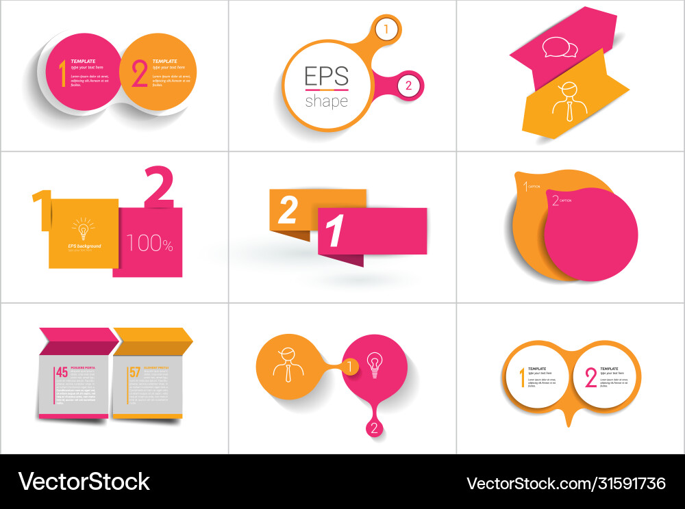 Mega set two elements banner 2 steps design Vector Image