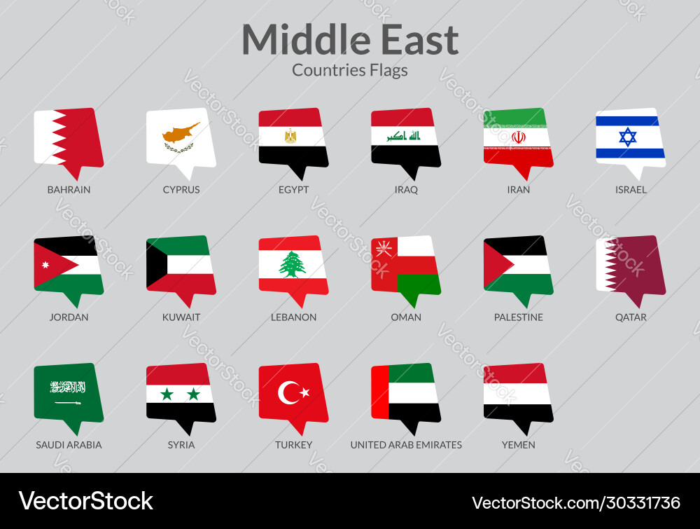 Middle east countries flag icons collection Vector Image
