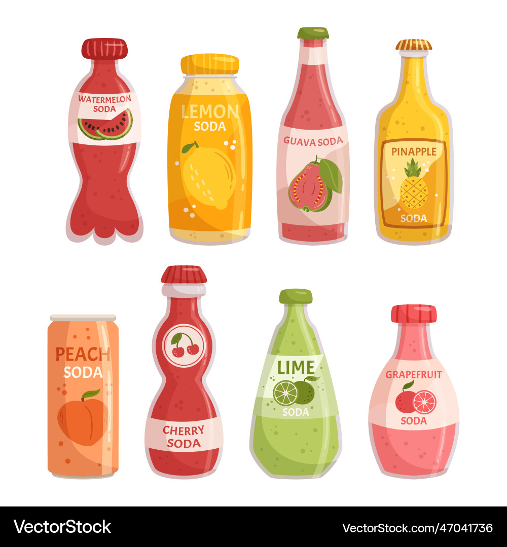 Refreshing set of lemonade bottles perfect Vector Image