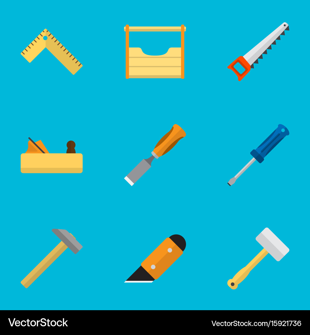 Set of 9 editable instrument flat icons includes Vector Image