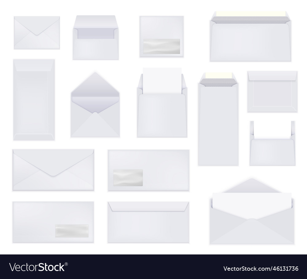 White envelopes realistic set Royalty Free Vector Image