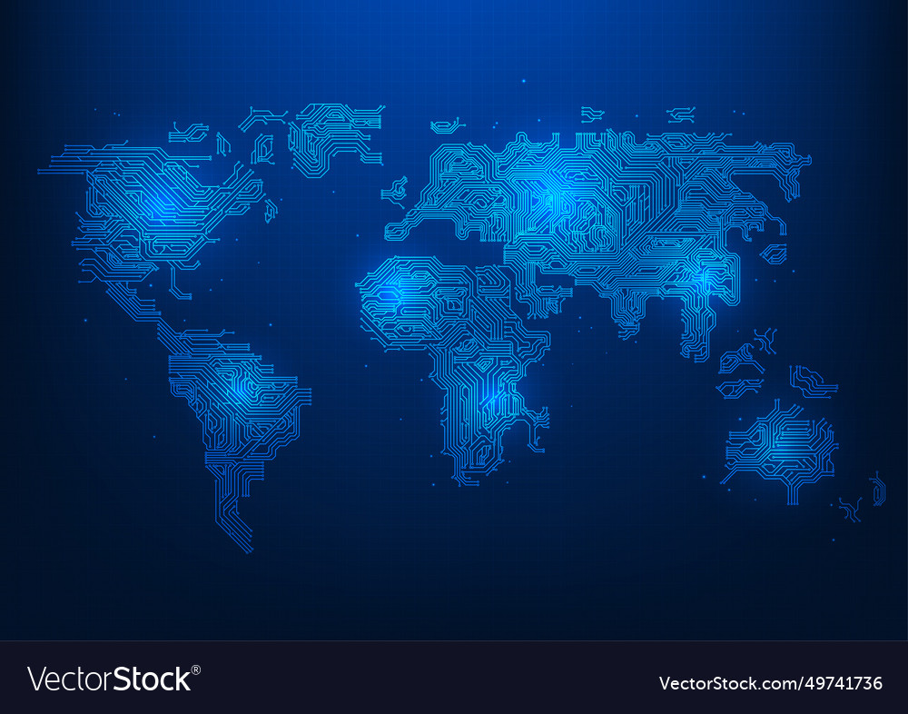 World map technology Royalty Free Vector Image