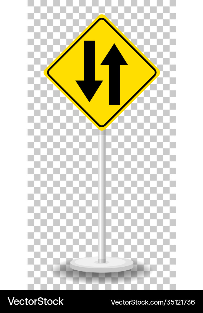 Yellow traffic warning sign on transparent Vector Image