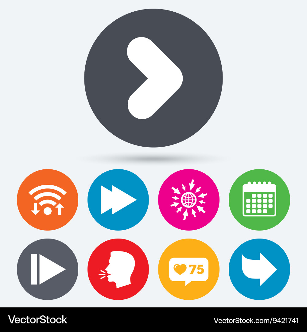 Arrow icons next navigation signs symbols Vector Image