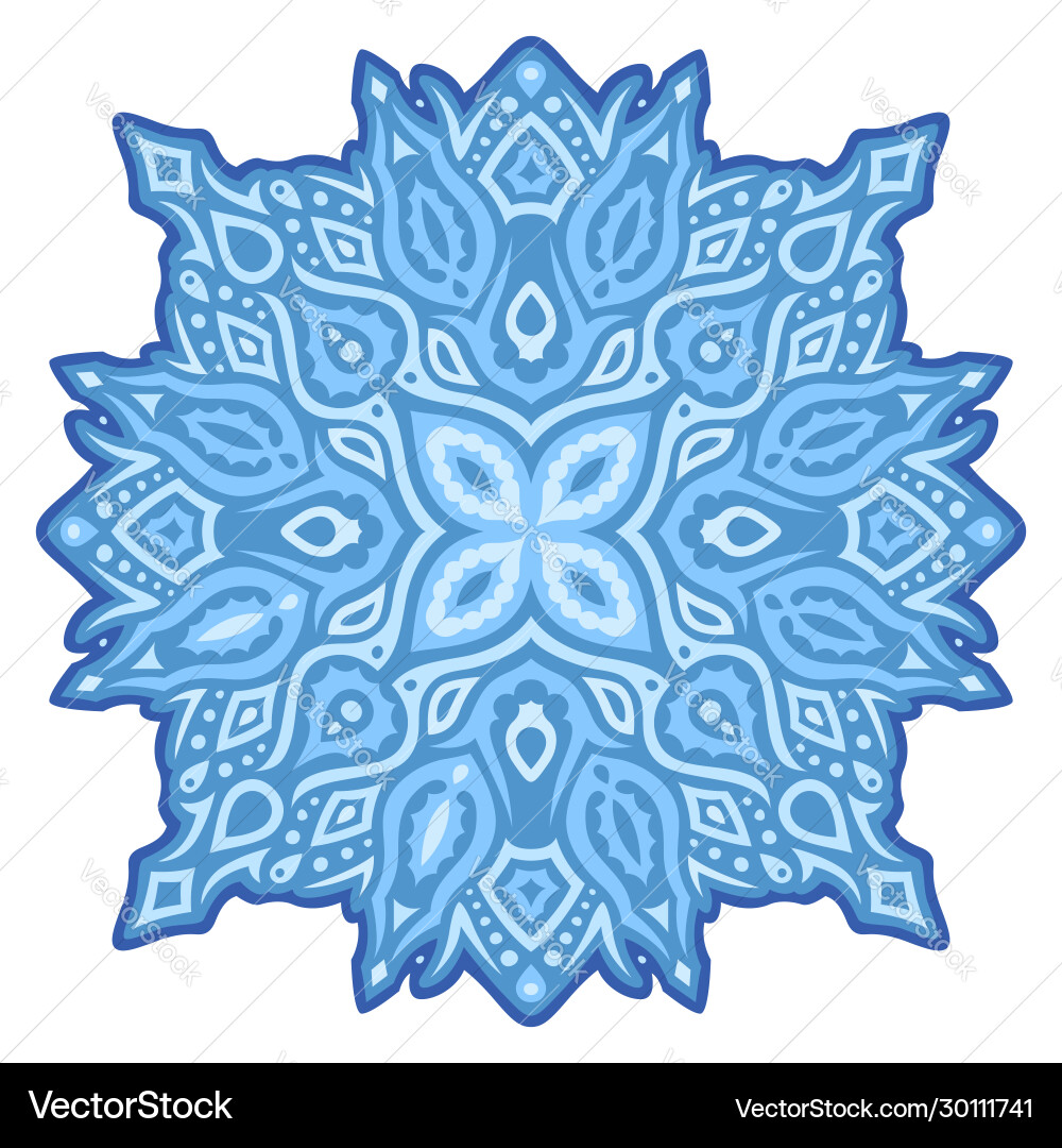 Blue icy art with isolated decorative snowflake Vector Image