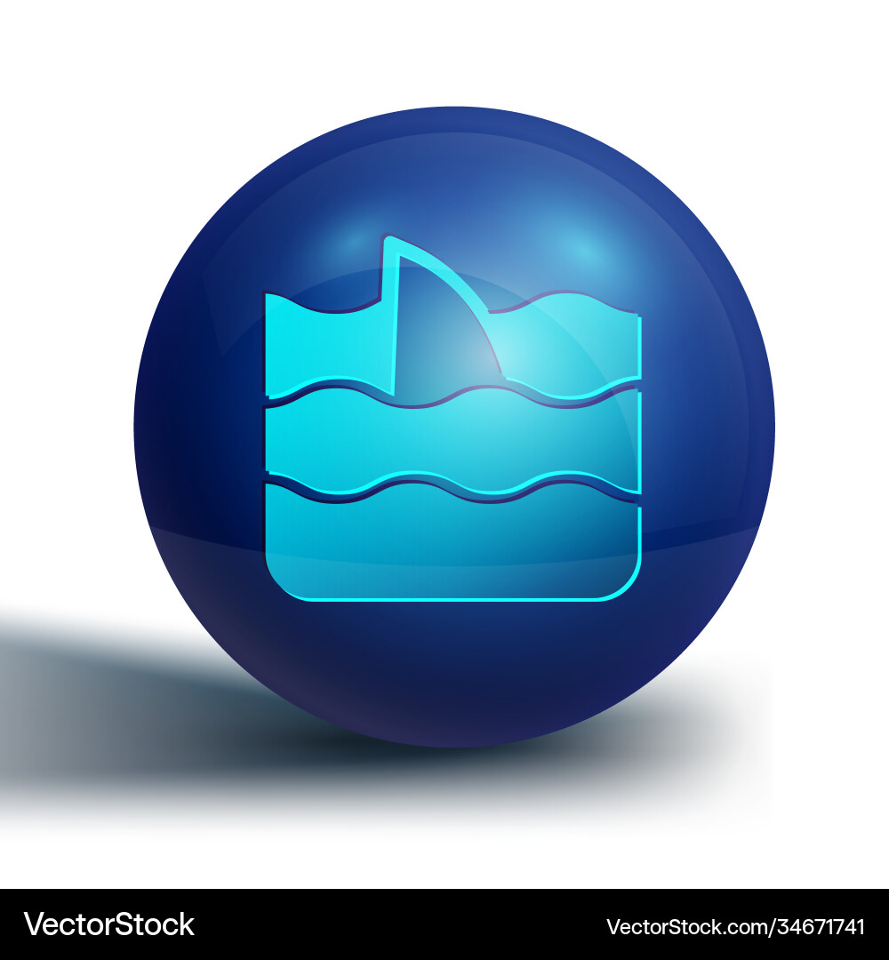Blue shark fin in ocean wave icon isolated Vector Image