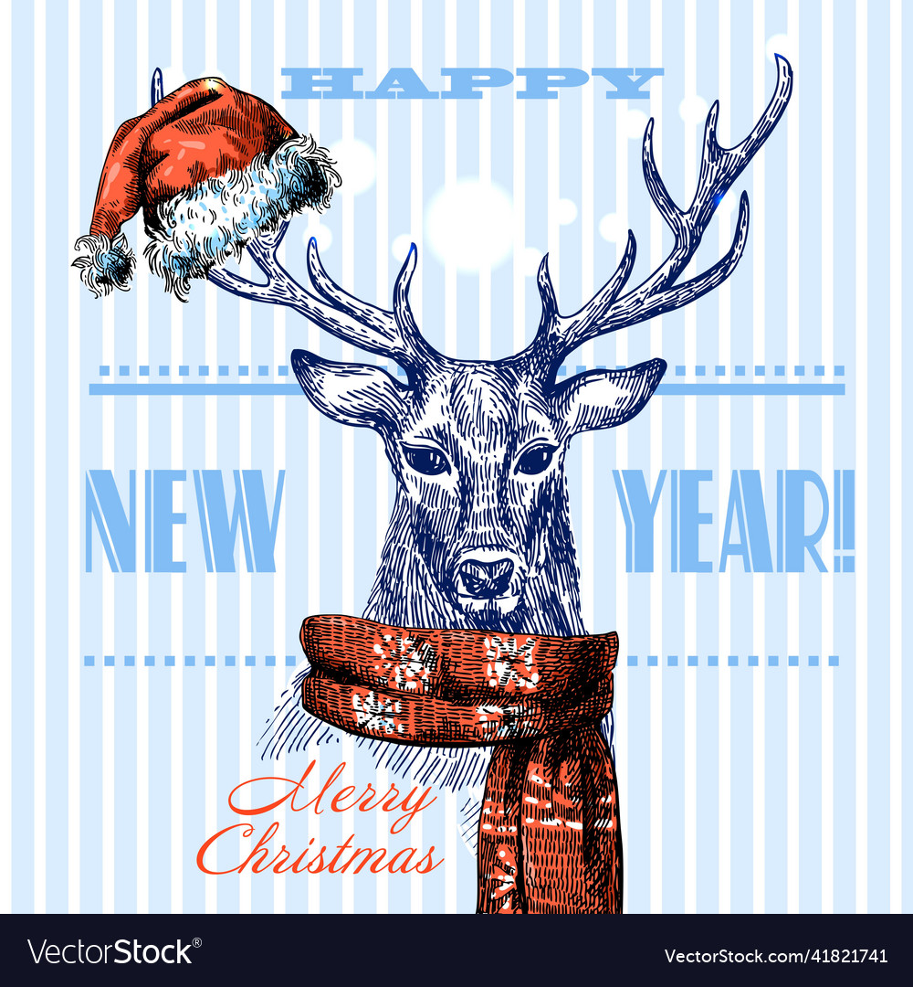 Christmas deer Royalty Free Vector Image - VectorStock