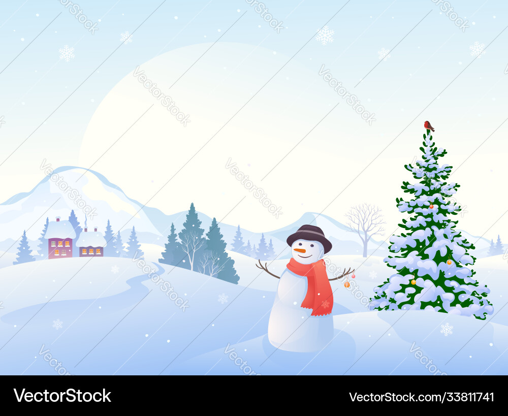 Christmas morning snowman Royalty Free Vector Image