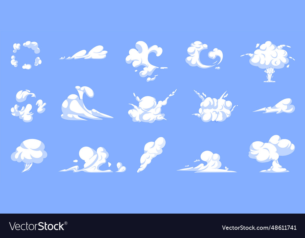 Clouds comic effects explosion and fire puff Vector Image