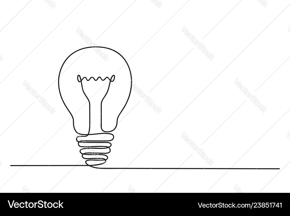 Continuous one line drawing of electric light Vector Image