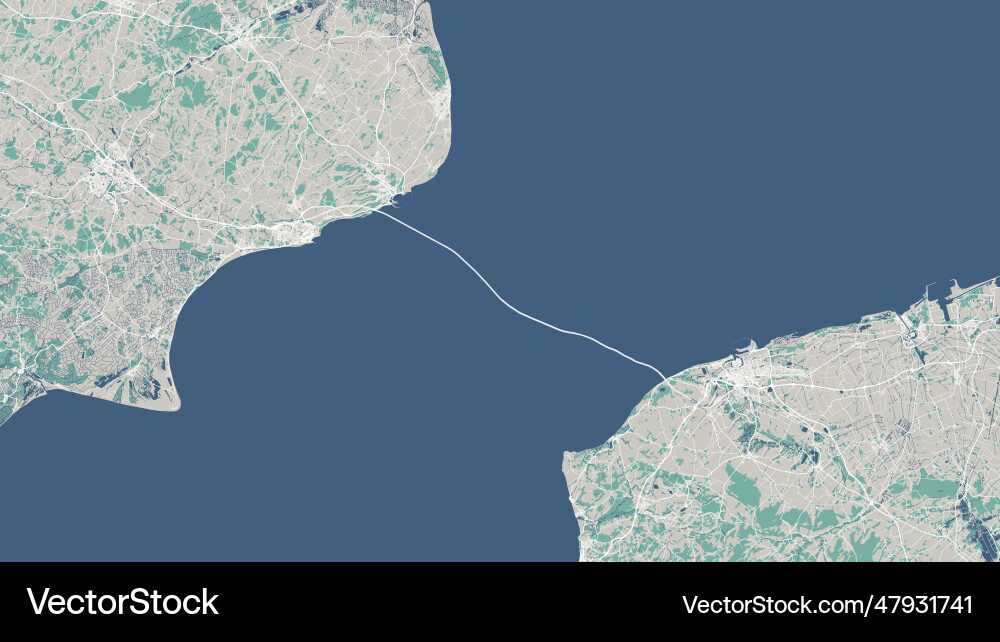 English channel detailed map Royalty Free Vector Image