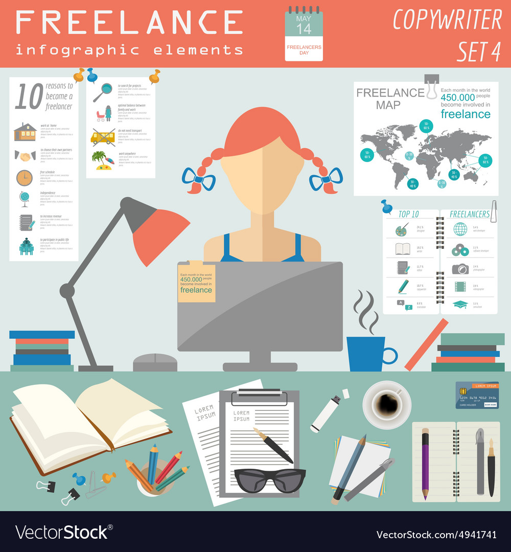 Freelance infographic template set elements Vector Image