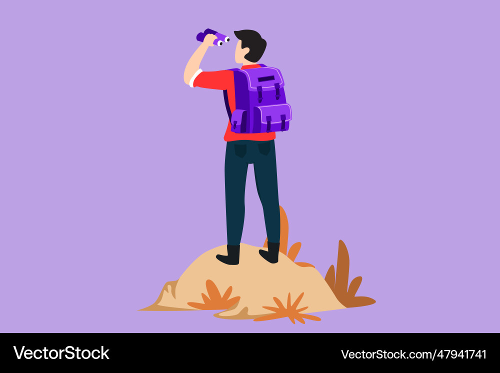 Graphic flat design drawing back view of man with Vector Image
