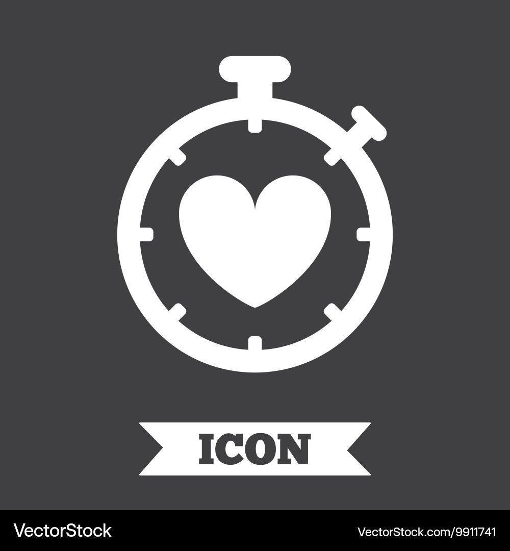 Heart Timer sign icon Stopwatch symbol Royalty Free Vector