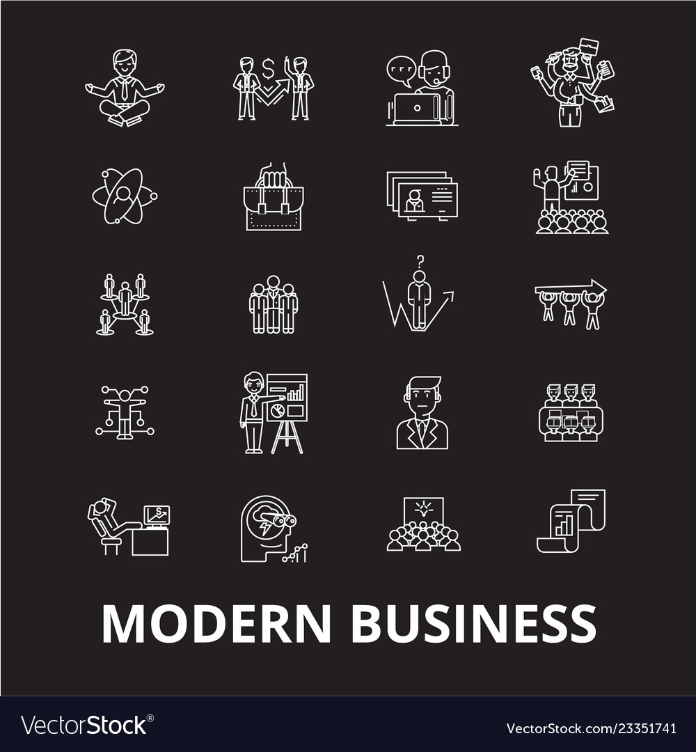 Modern business editable line icons set Royalty Free Vector