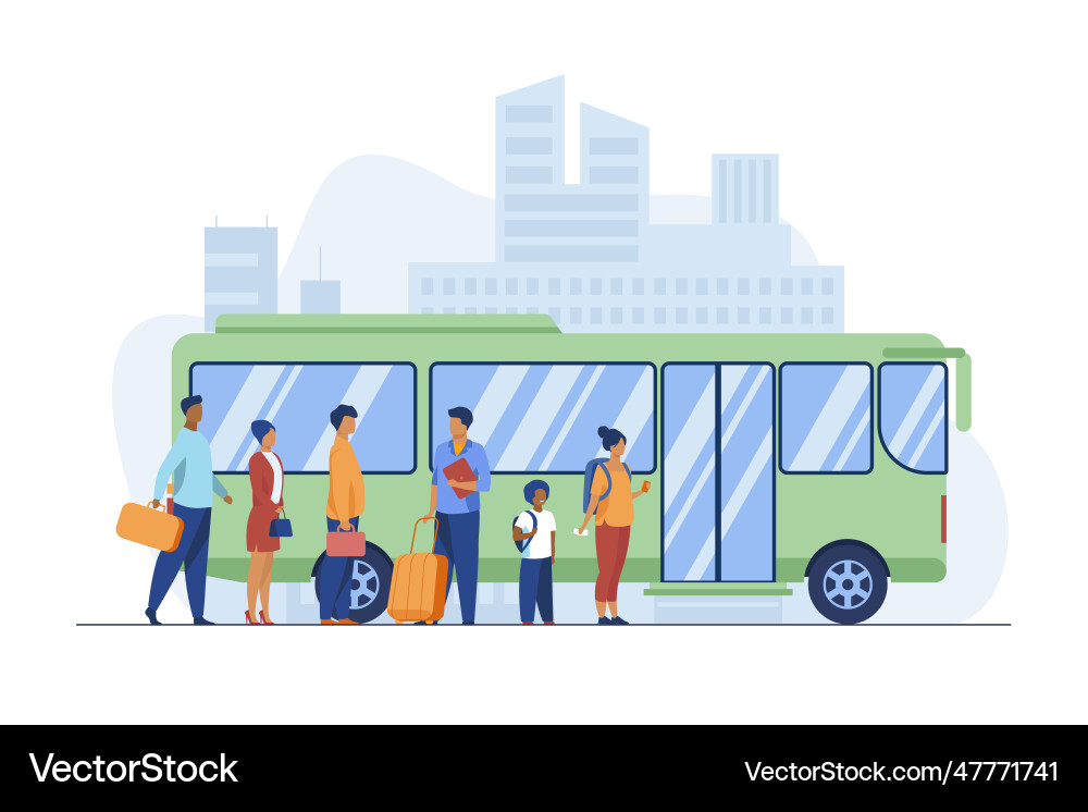 Passengers waiting for bus in city Royalty Free Vector Image