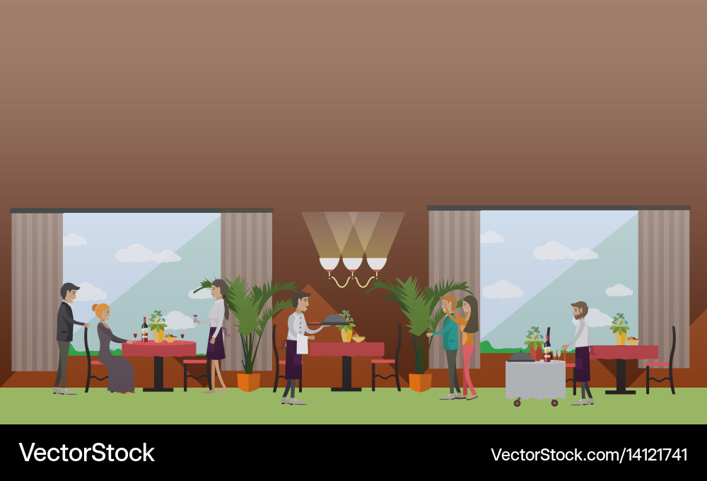 Restaurant meeting in flat Royalty Free Vector Image