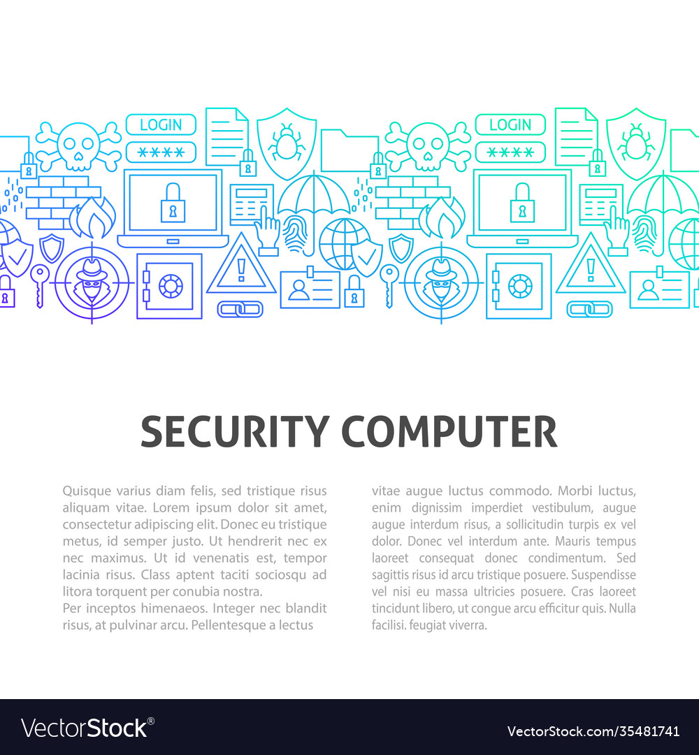 Security computer line template Royalty Free Vector Image