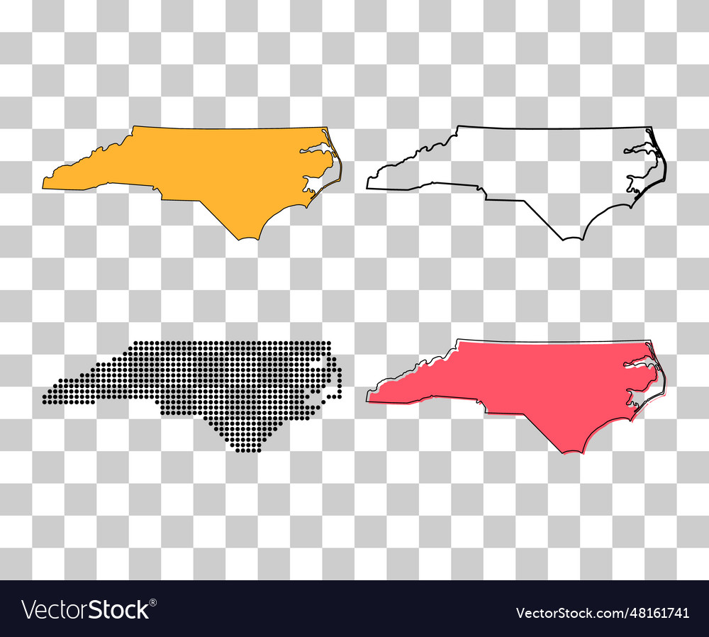 Set Of North Carolina Map United States Royalty Free Vector