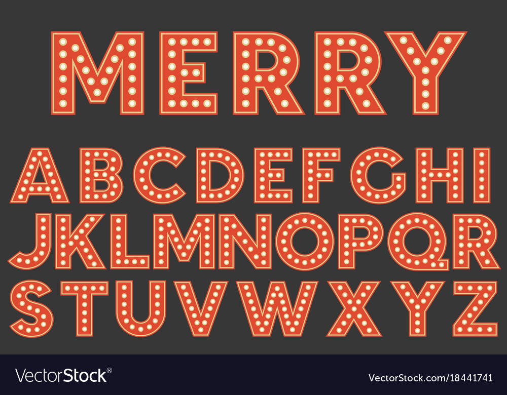 Set retro light bulb alphabet for christmas Vector Image