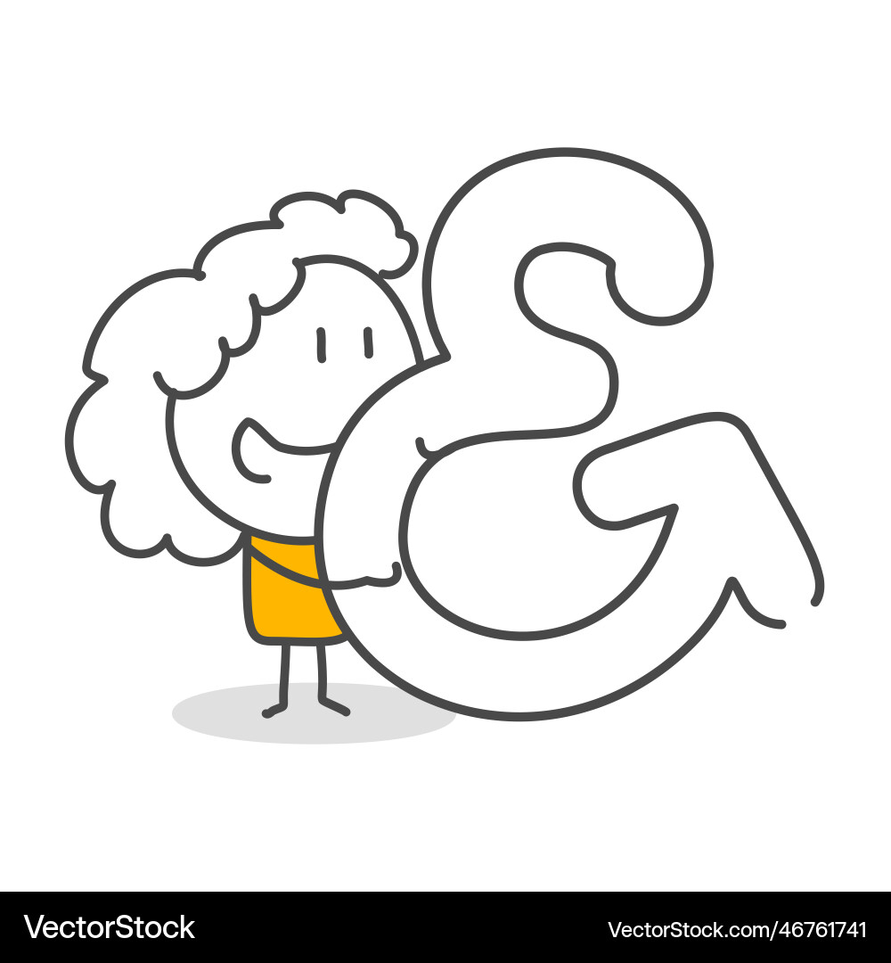 Stick figures alphabet hand drawn doodle line art Vector Image