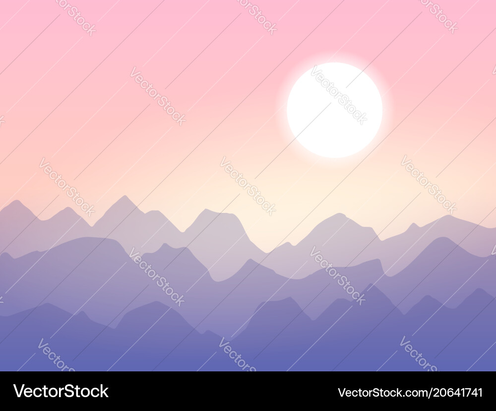 Sunrise in the mountains minimalistic Royalty Free Vector