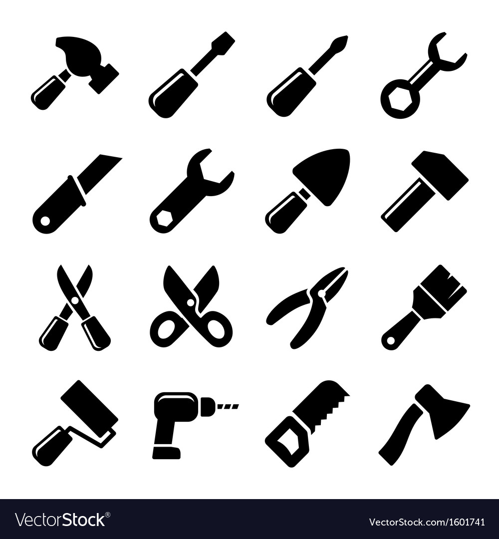 Working tools icon set Royalty Free Vector Image