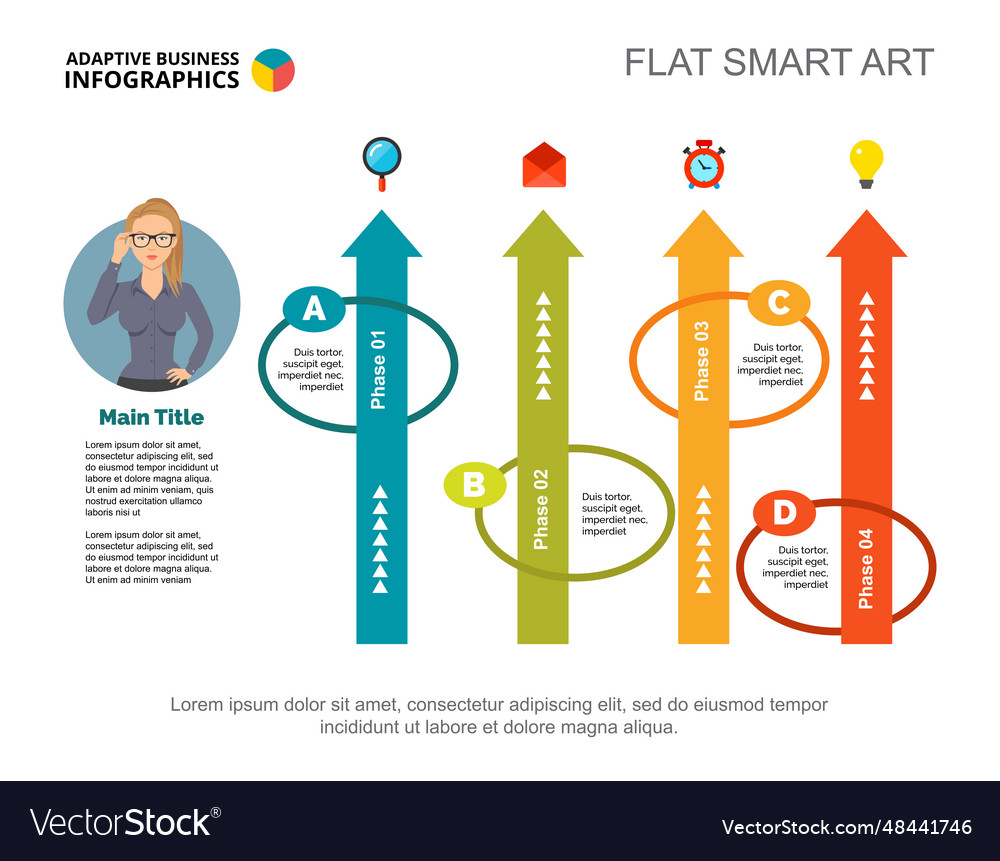 Arrow chart with four elements template Royalty Free Vector