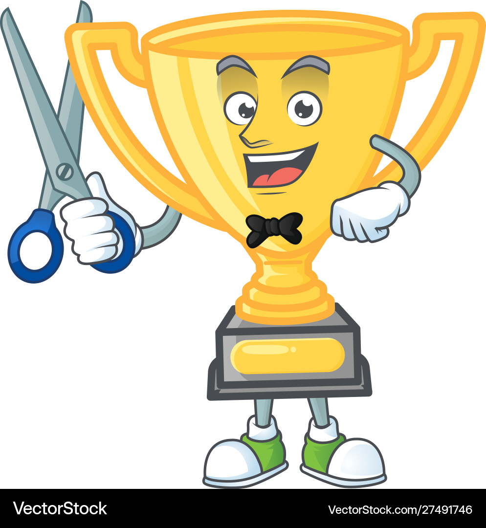 Barber gold trophy cup for award prize Royalty Free Vector