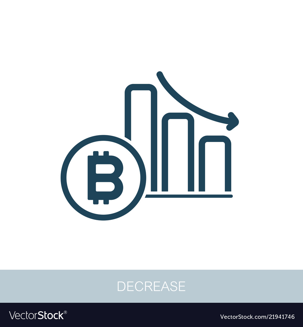 Bitcoin rate decrease icon Royalty Free Vector Image