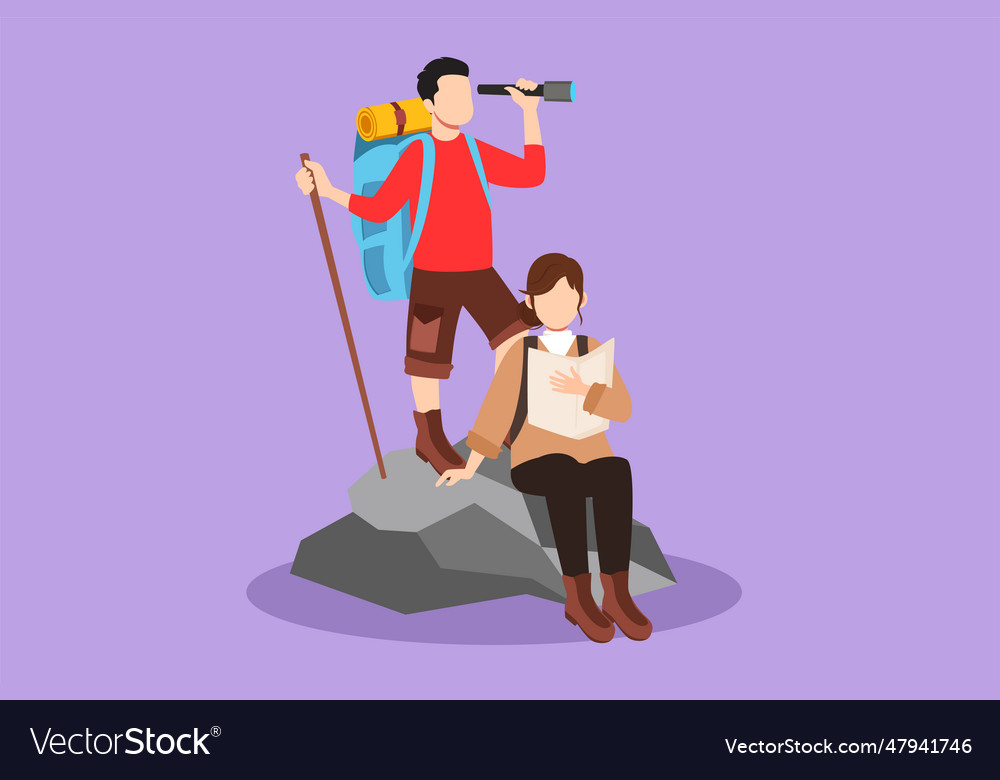 Character Flat Drawing Romantic Couple Man And Vector Image