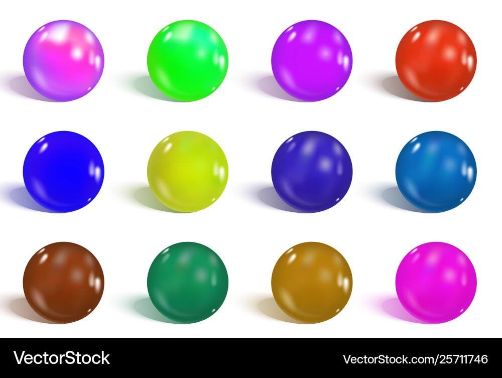 Collection colorful glossy spheres Royalty Free Vector Image