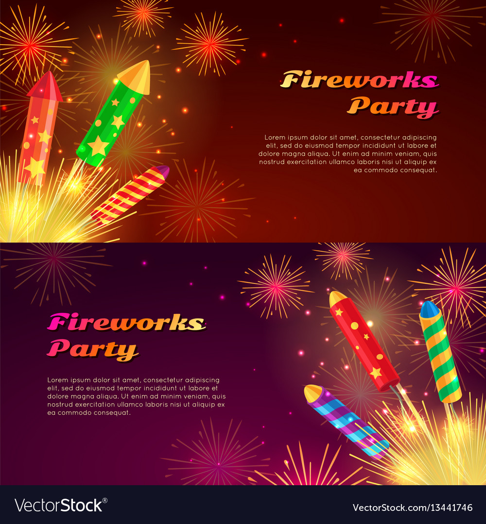 Colourful exploding rockets on bright background Vector Image