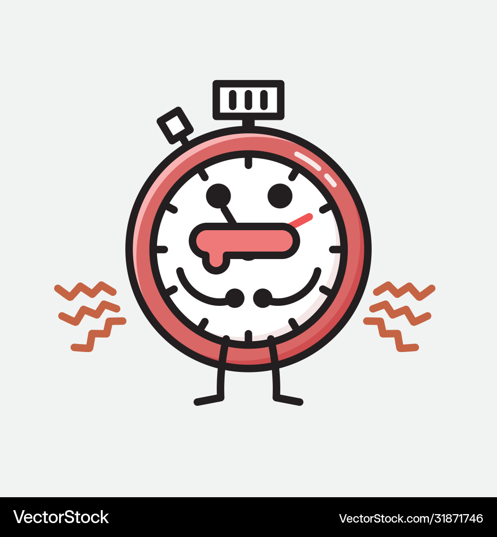 Cute sport timer mascot character in flat design Vector Image