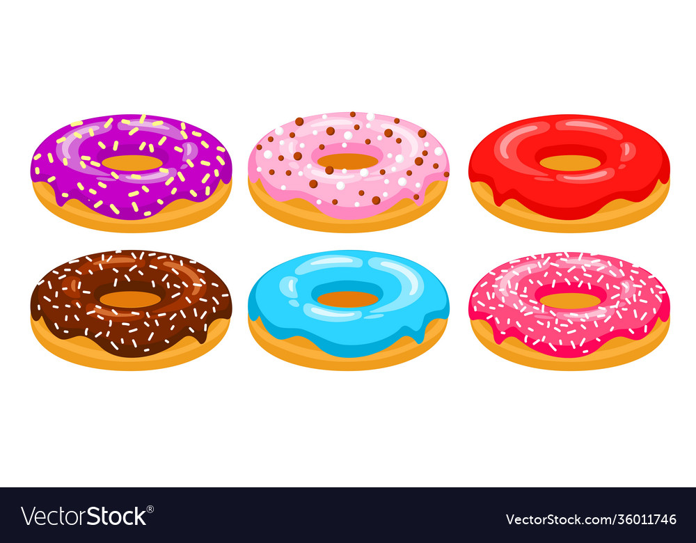 Donuts side view set Royalty Free Vector Image