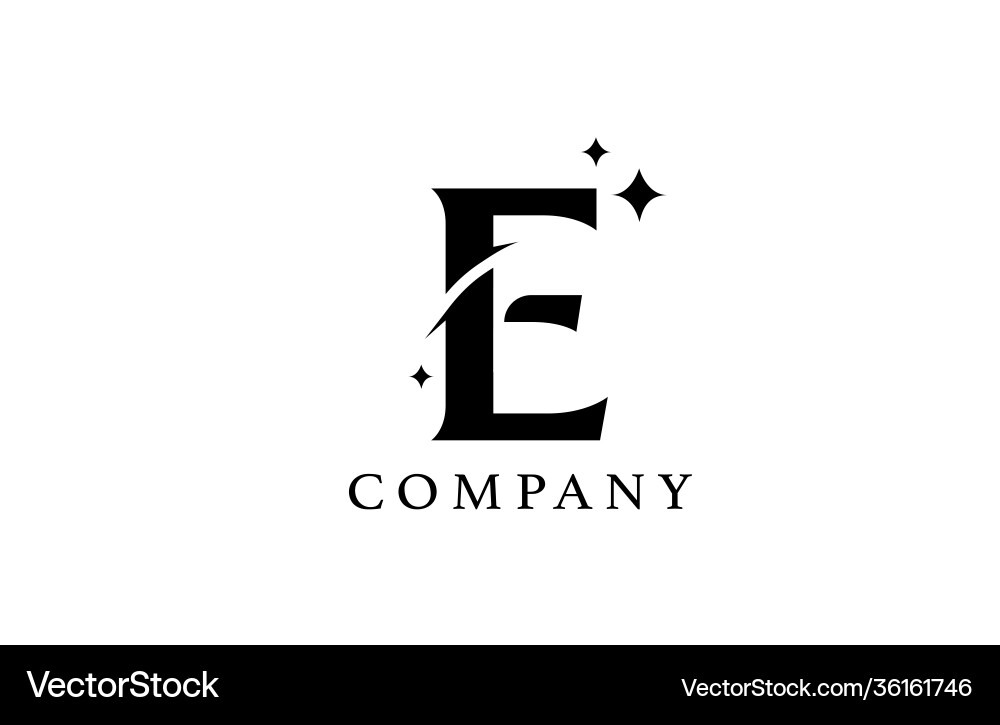E simple black and white alphabet letter logo Vector Image