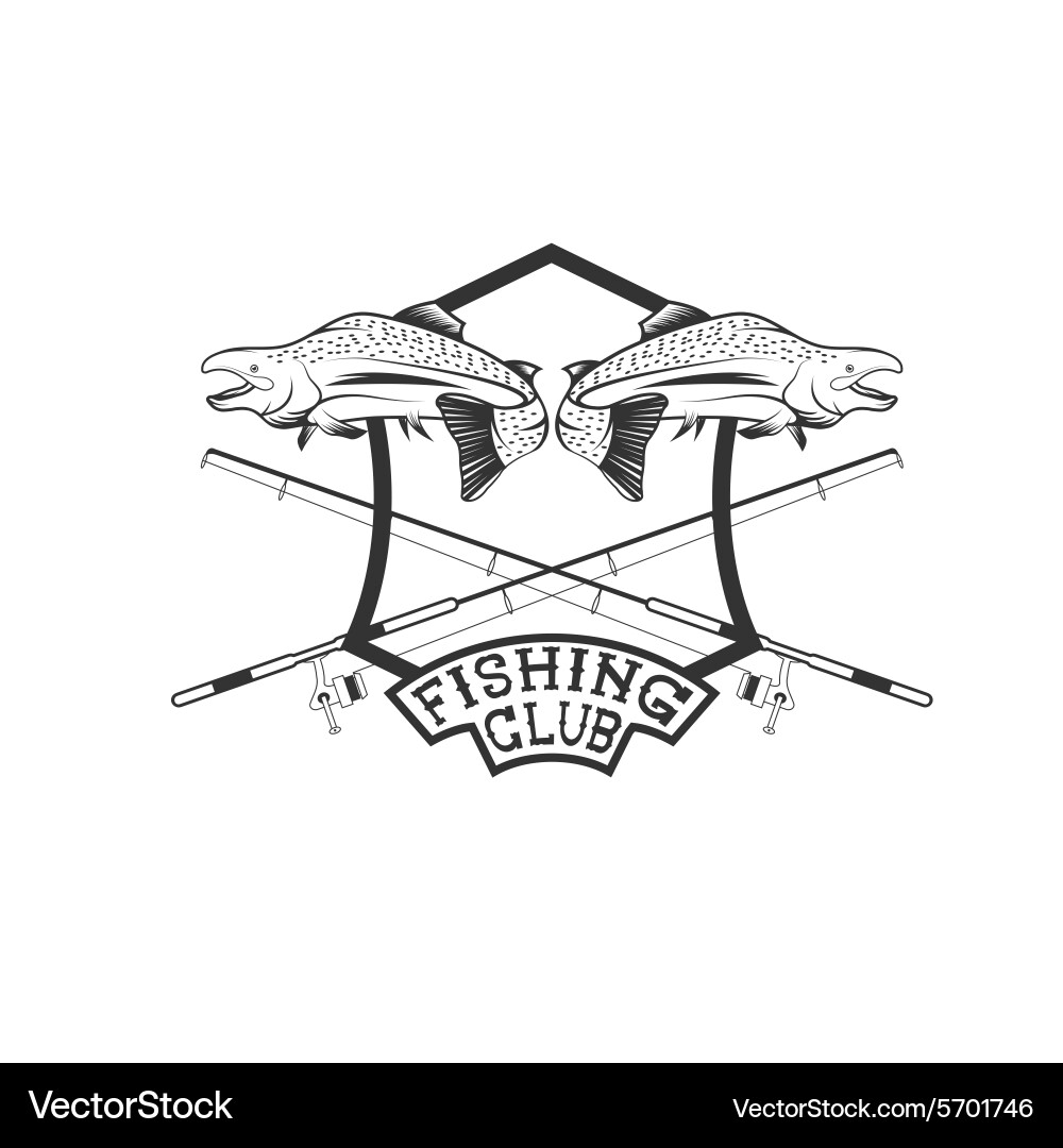 Fishing club crest with salmon Royalty Free Vector Image