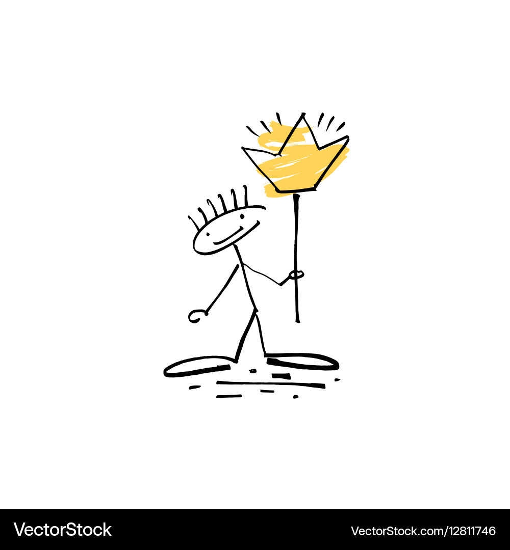 Hand drawing sketch human stick figure with shiny Vector Image