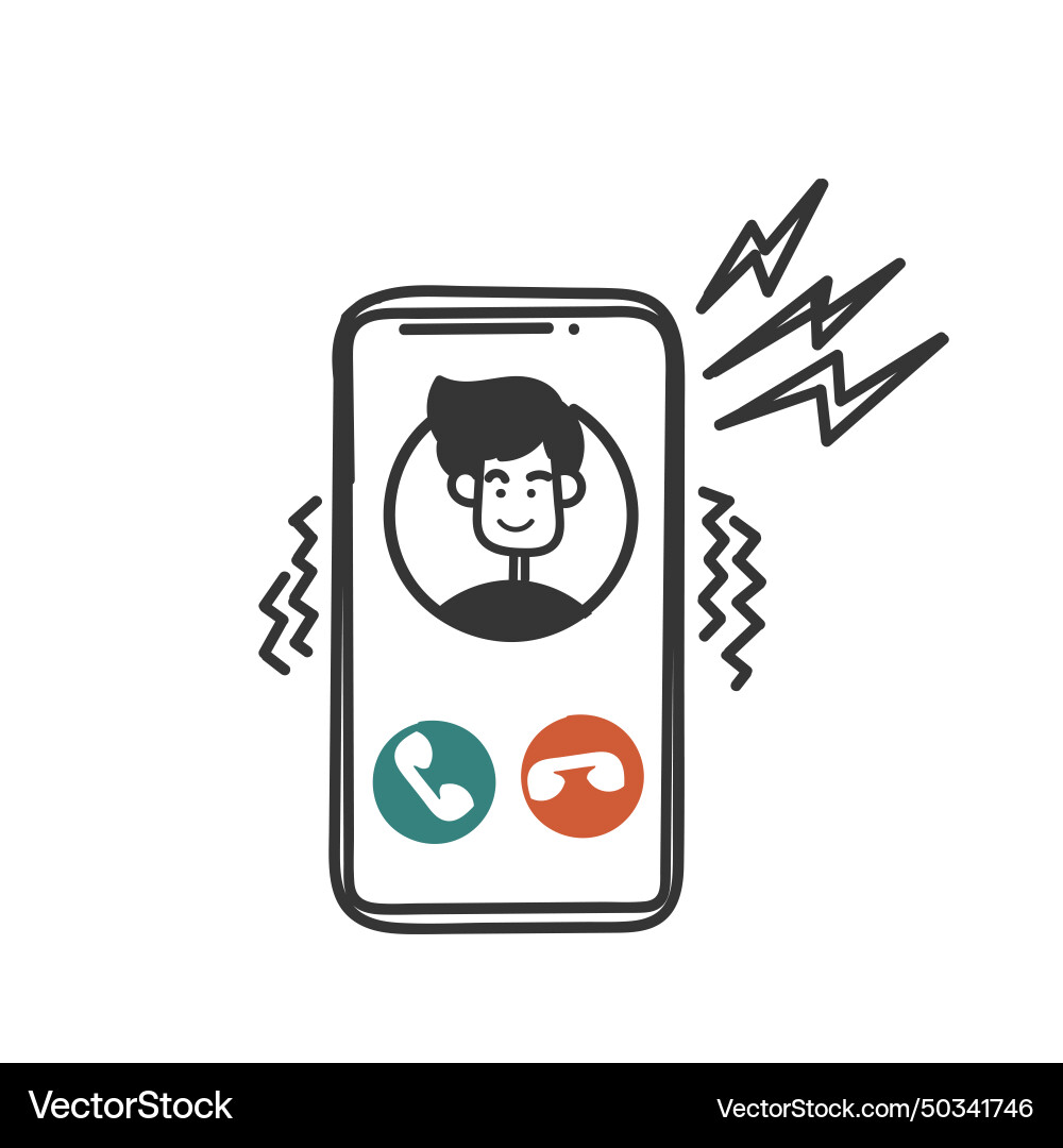 Hand drawn doodle incoming call phone icon Vector Image