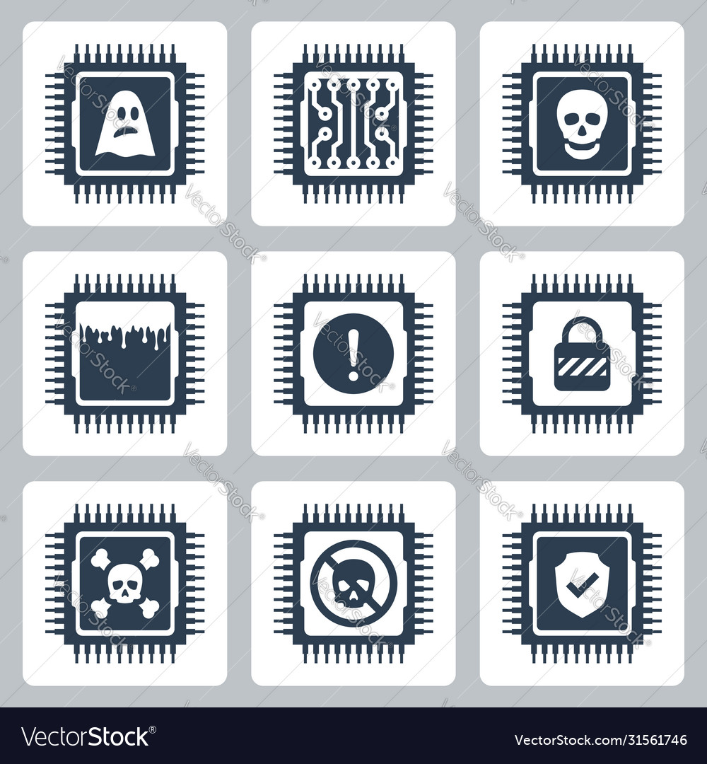 Icon set cpu critical exploit vulnerabilities Vector Image