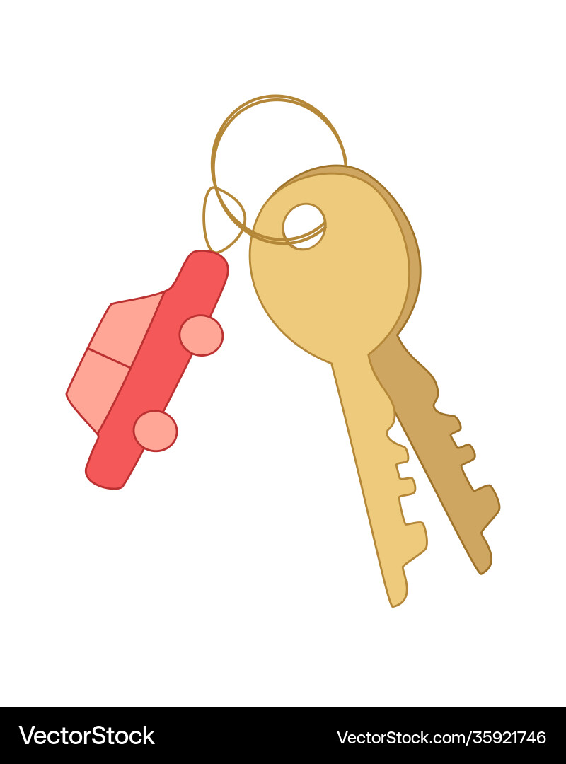 Keys on a bunch and a keychain in form Royalty Free Vector