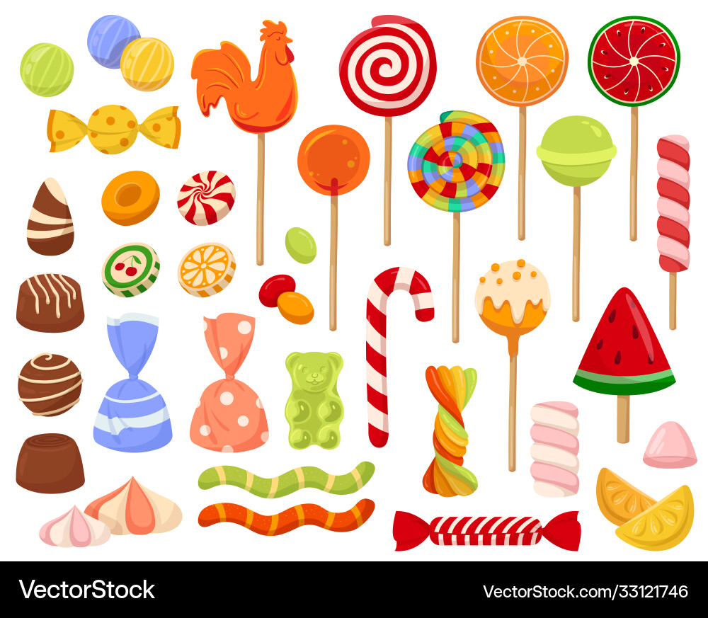 Large set colorful candy and sweets icons Vector Image