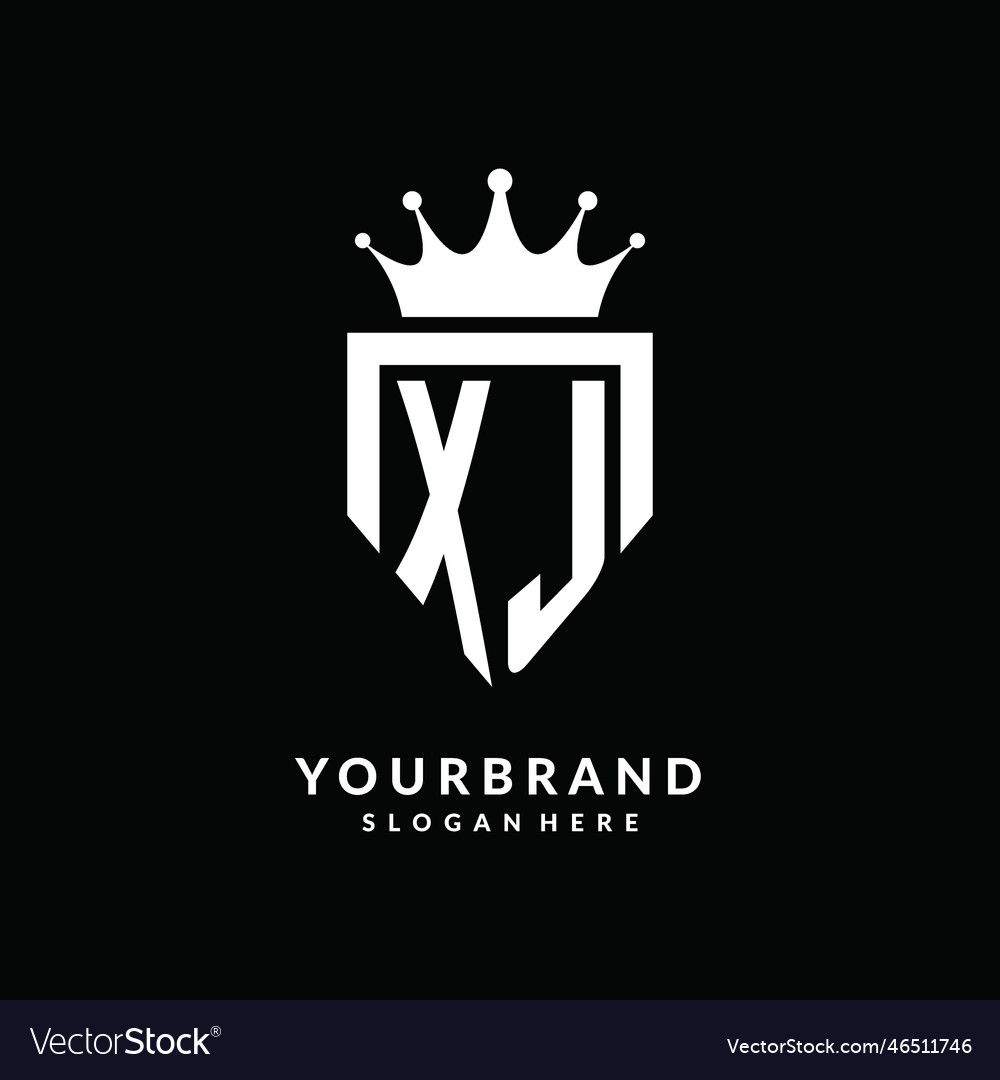 Letter xj logo monogram emblem style with crown Vector Image