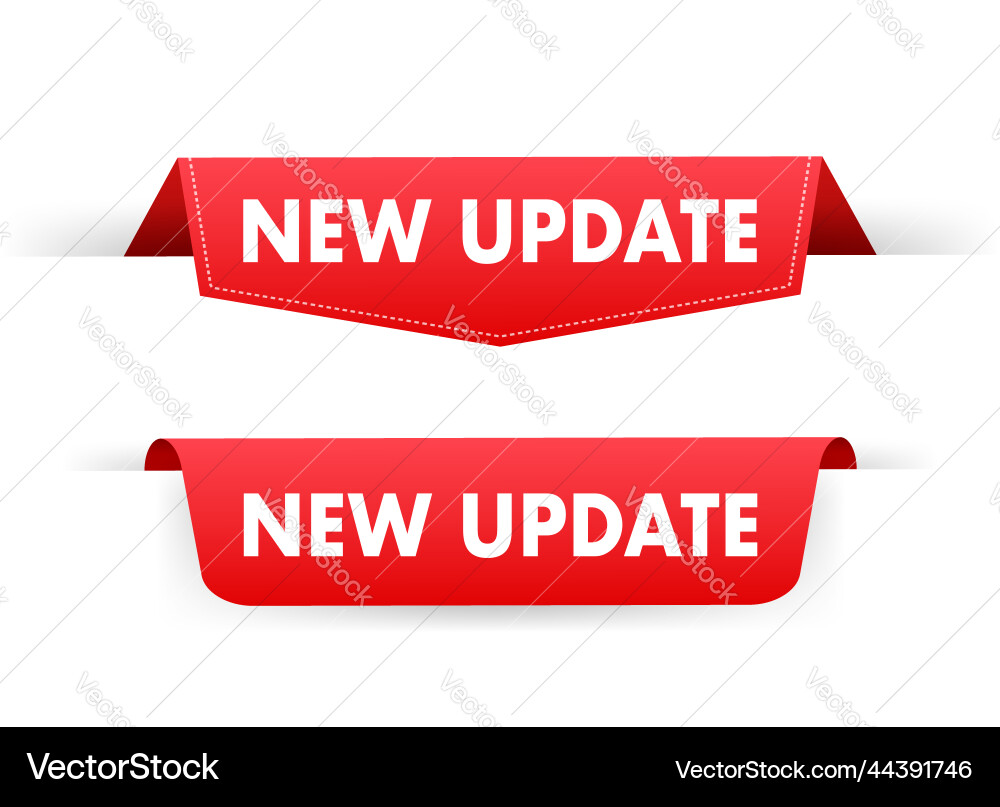 New update red ribbon label icon design Royalty Free Vector
